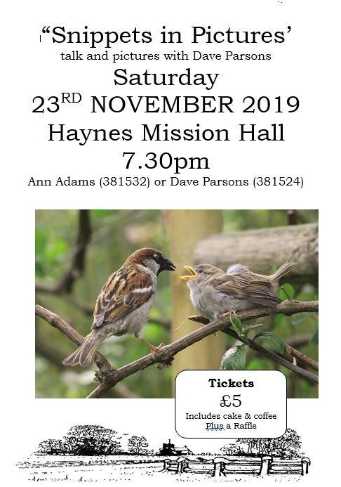 Wildlife Talk on 23rd November 2019 - St Mary's Church - Haynes