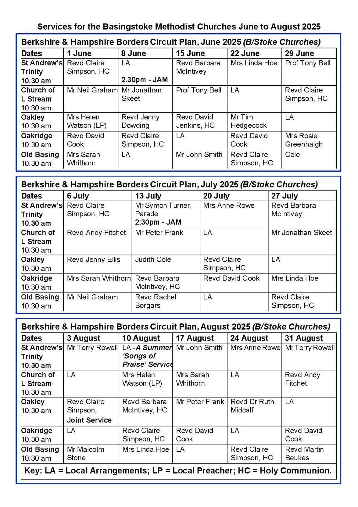Basingstoke Methodist Churches Sunday Services - St Andrew's Trinity ...